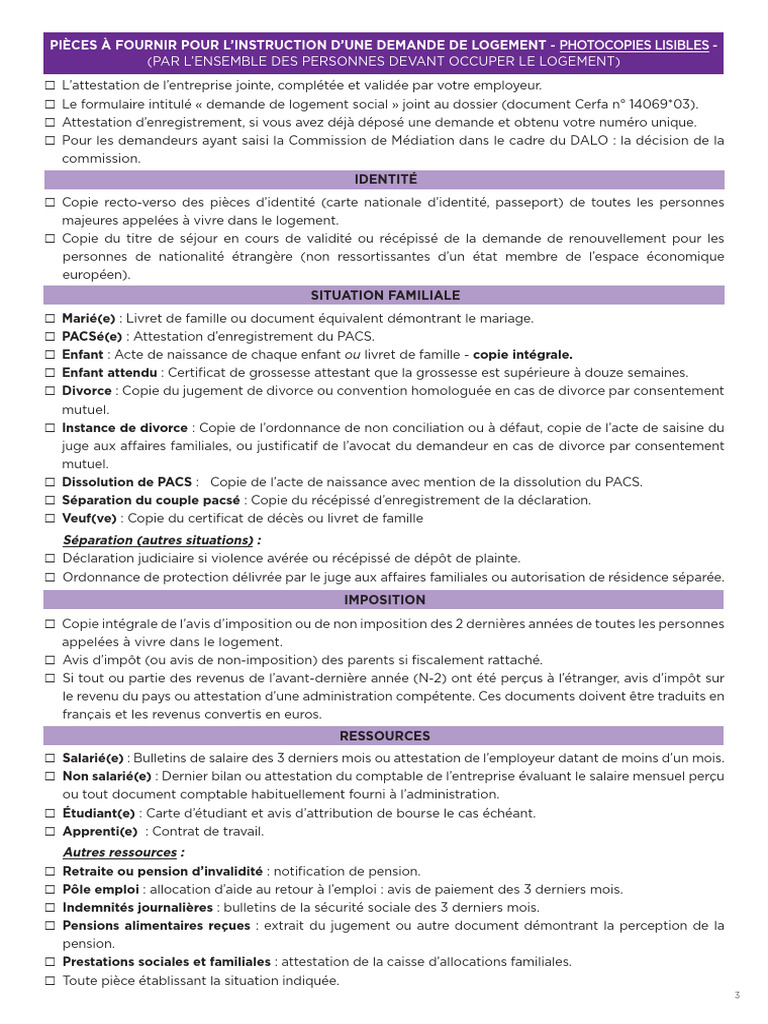 Pièces à fournir pour le DALO | PDF | Impôts | Logement