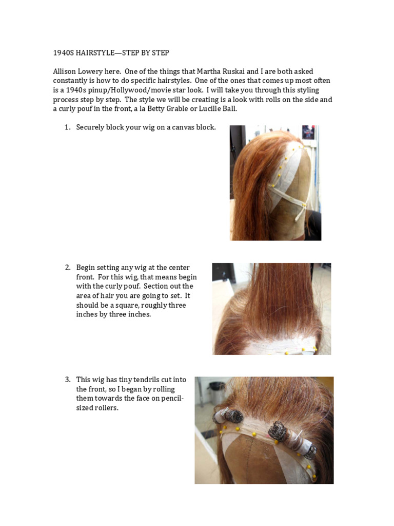 1940s Hair Style Step by Step | PDF | Hairstyle | Wig