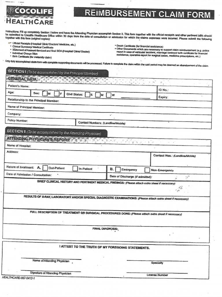 Claim Reimbursement Form | PDF
