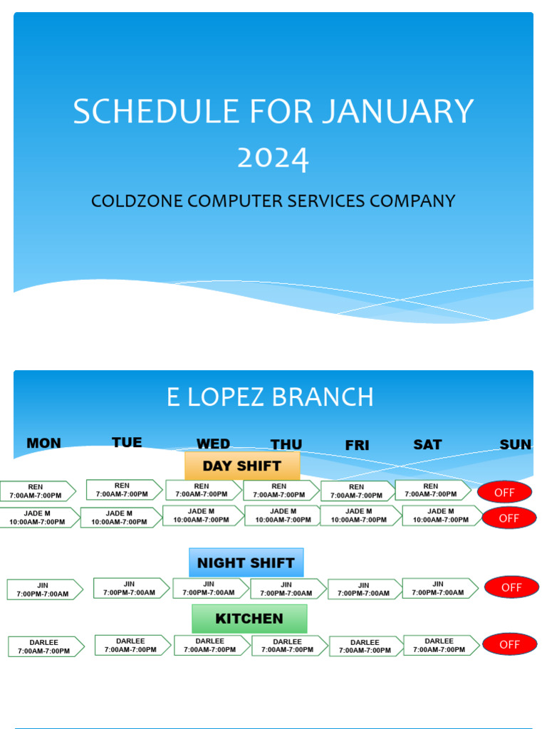 Schedule For January 2024 | PDF