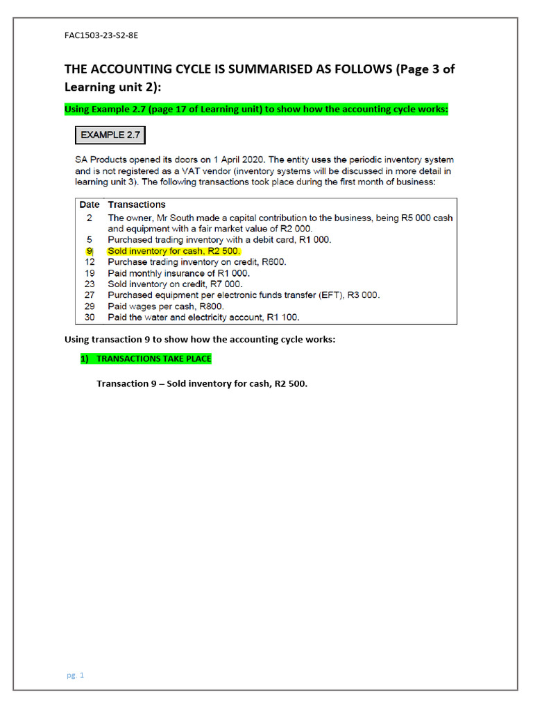 The Accounting Cycle - How Is It Applied - Fac1503-23-S2-8e | PDF