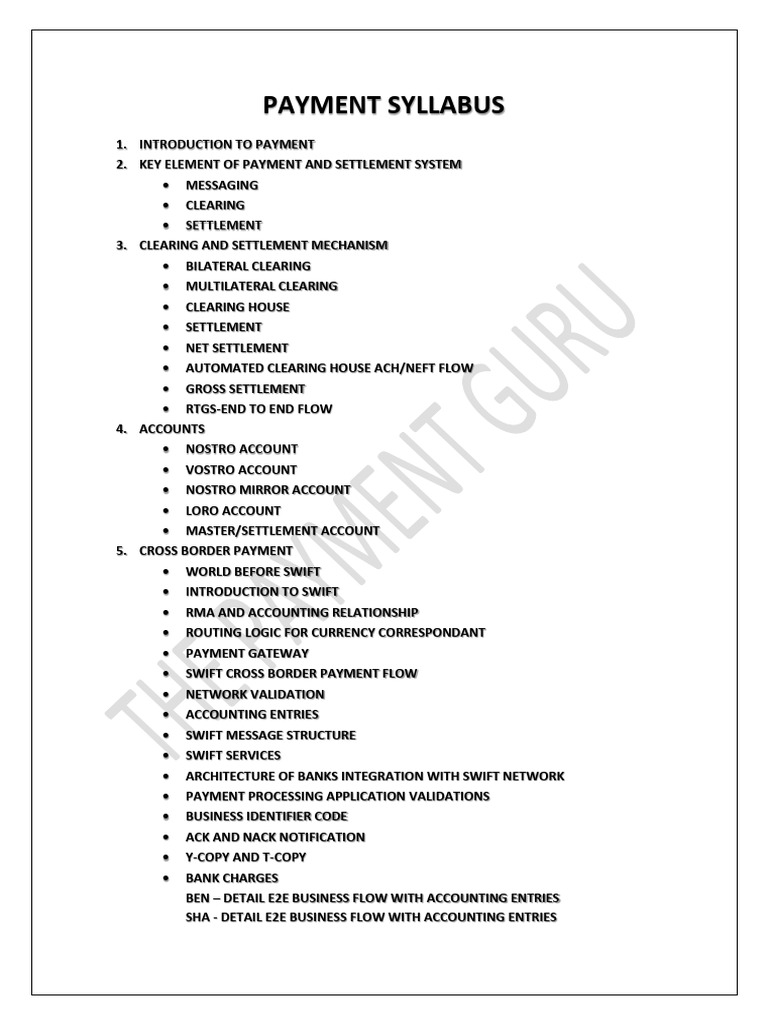 Payments Syllabus | PDF | Credit Card | Clearing (Finance)