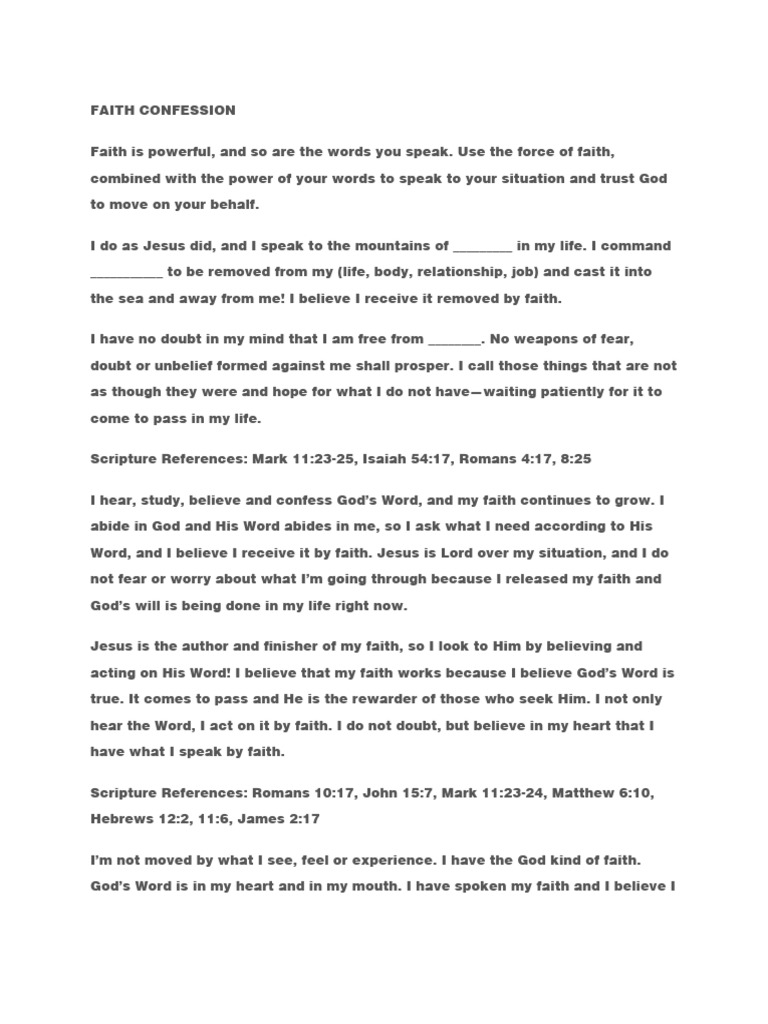 Faith Confession for Believers | PDF