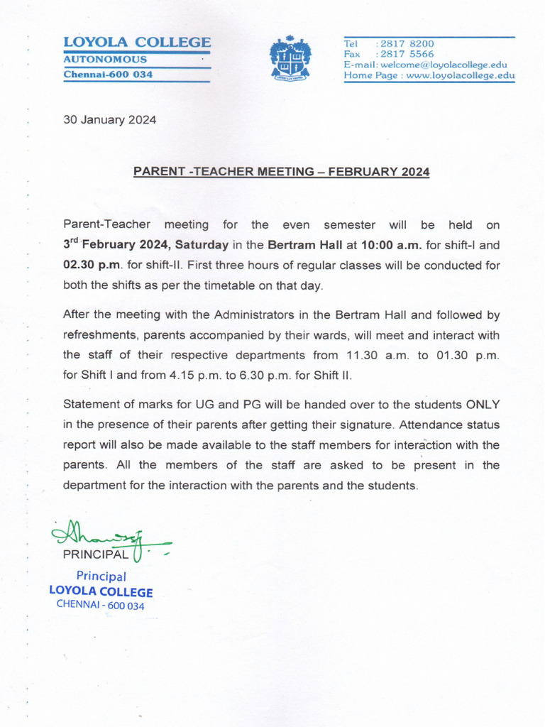 Parent Teachers Notice 2024 | PDF