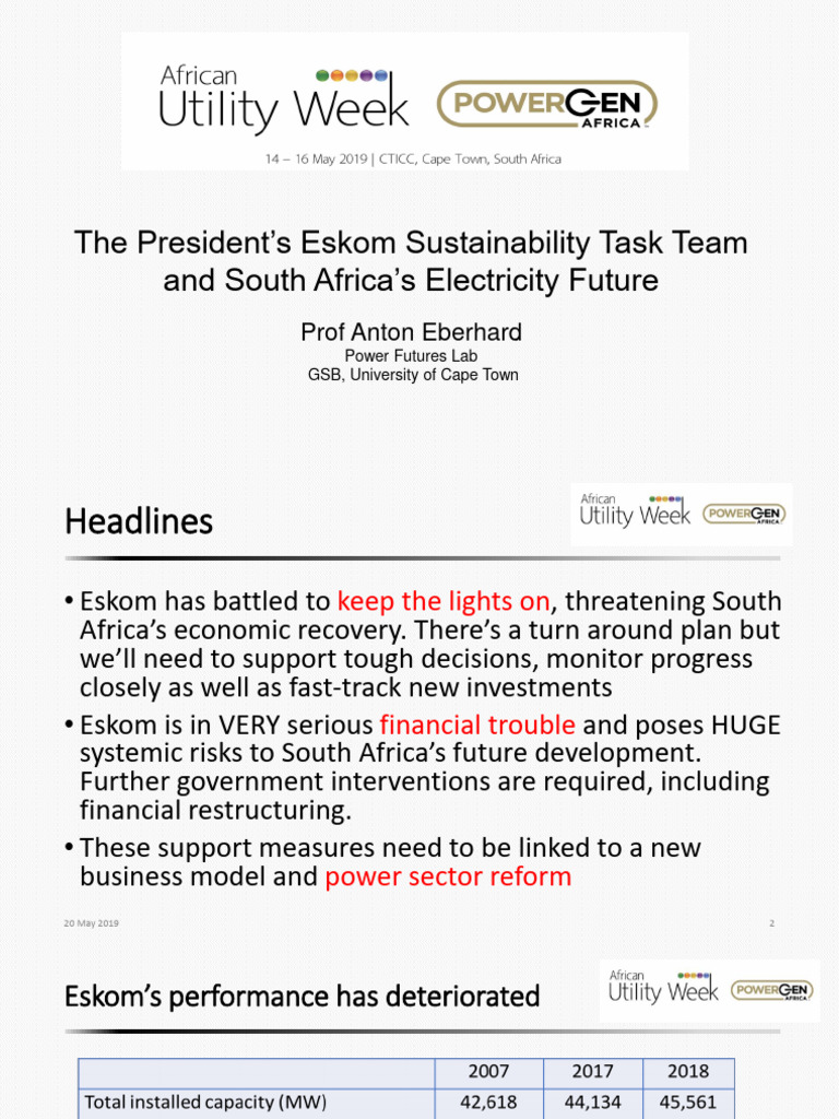 The President's Eskom Sustainability Task Team - Anton Eberhard | PDF ...