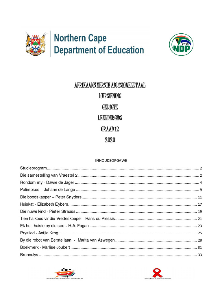 Afrikaans Eerste Addisionele Taal Hersiening | PDF