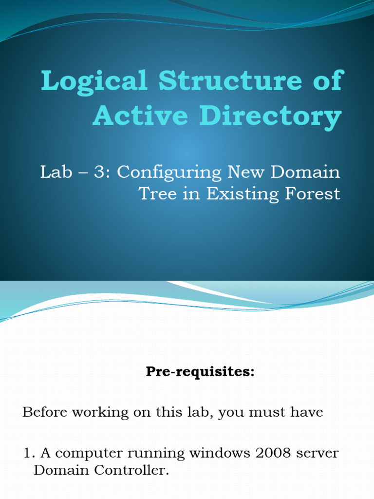 Lab - 3 Configuring New Domain Tree in Existing Forest | PDF | Active ...