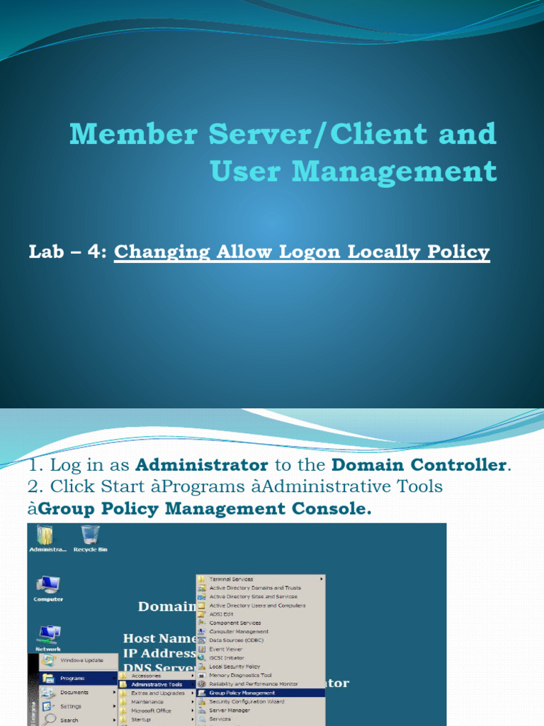 Lab - 4 Changing Allow Logon Locally Policy | PDF