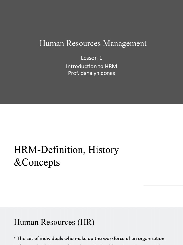 Introduction of Human Resources Management | PDF | Human Resource ...