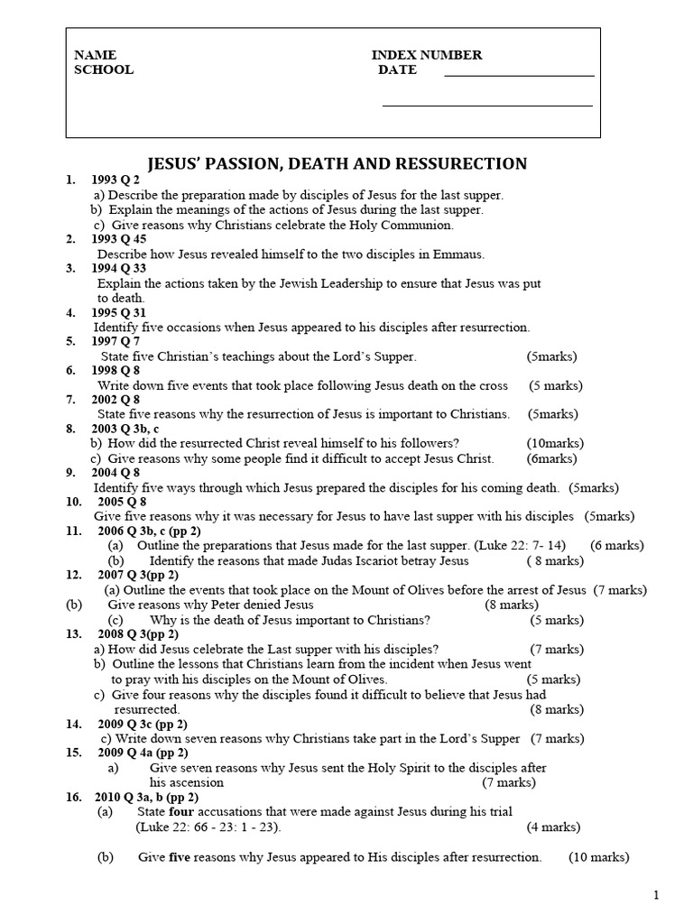 Jesus Passion, Death and Ressurection | PDF | Jesus | Last Supper