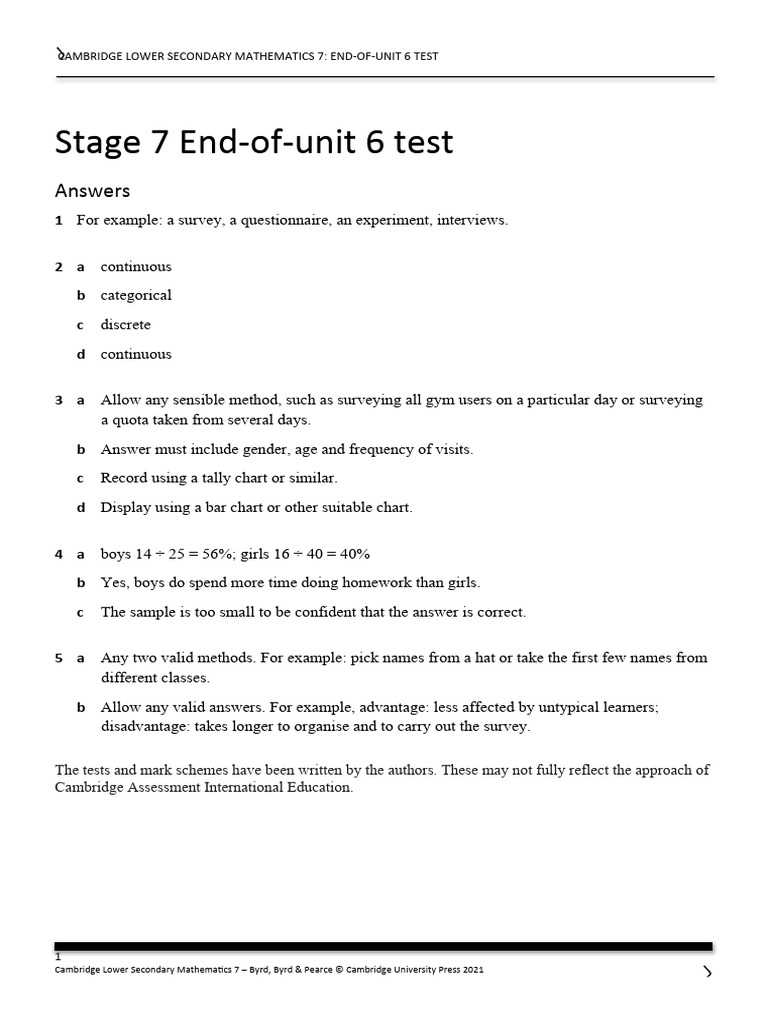 End of Unit 6 Test Answers | PDF