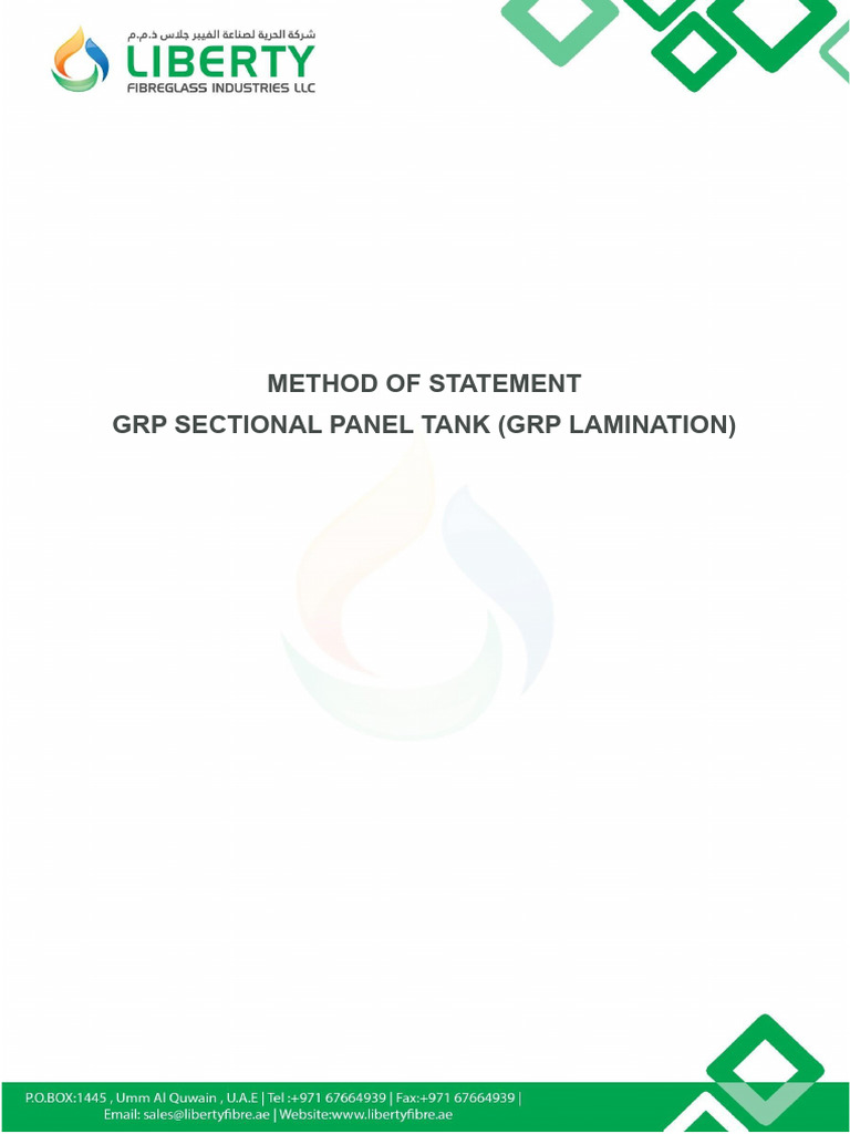 Method of Statement GRP Repair | PDF | Fiberglass | Quality Assurance