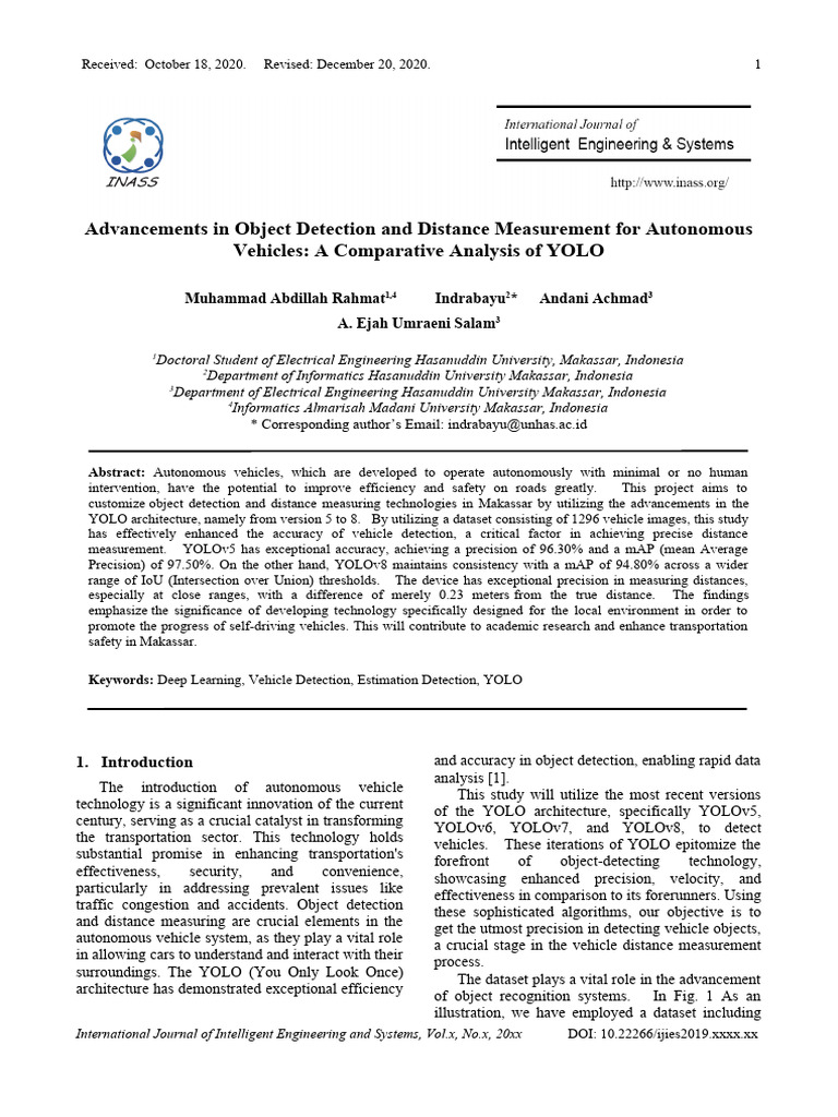 IJIES - Advancements in Object Detection and Distance Measurement For ...