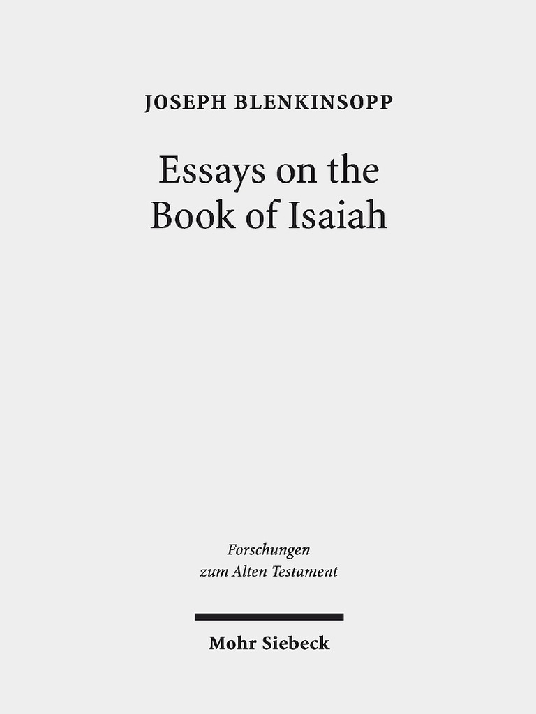 Essays On The Book of Isaiah (Forschungen Zum Alten Testament) (Joseph ...