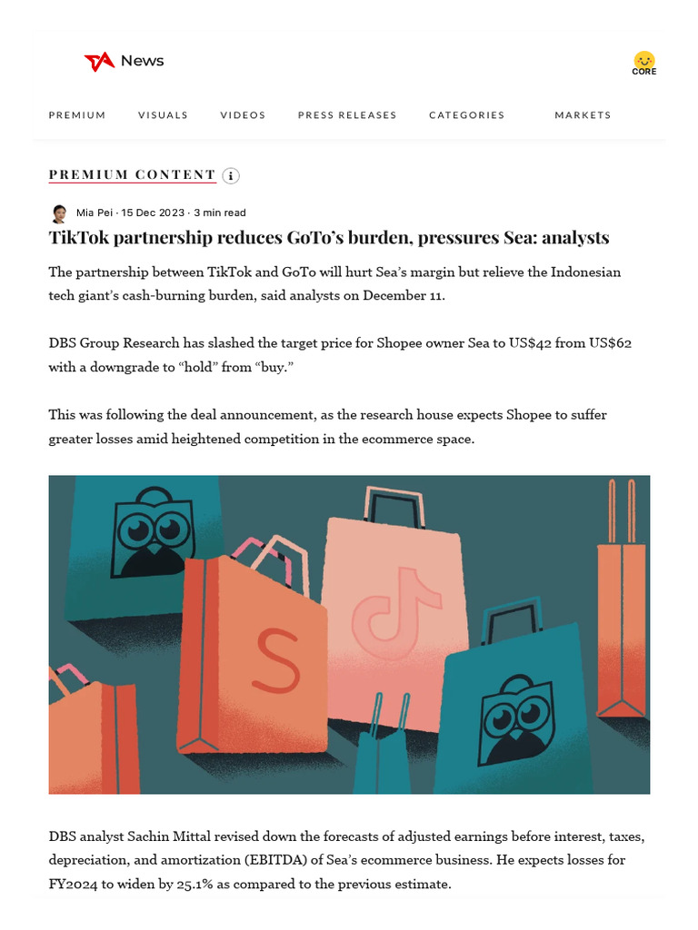 TikTok Partnership Reduces GoTo's Burden, Pressures Sea - Analysts ...
