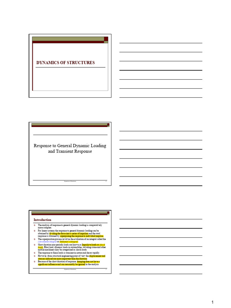Lecture 6 Response To General Dynamic Loading and Transient Response | PDF | Damping | Convolution