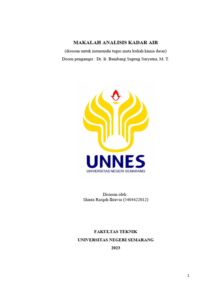 Makalah Analisis Kadar Air | PDF