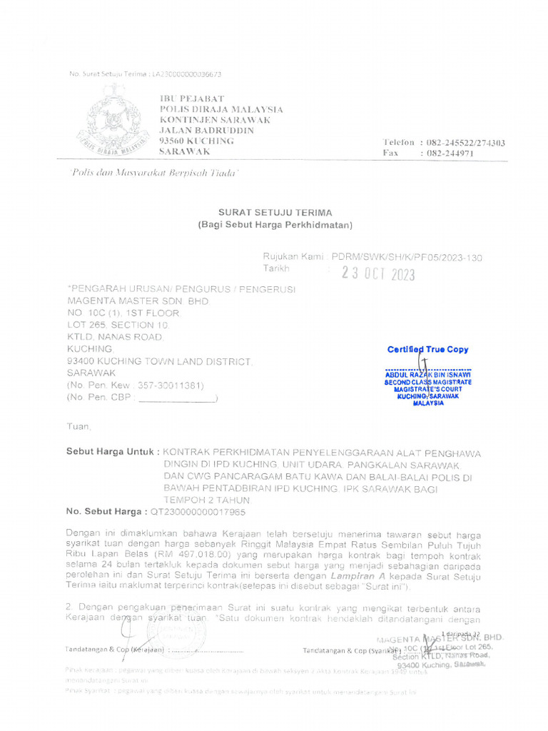 Penyelenggaraan Penghawa Dingin Ipd Kuching | PDF