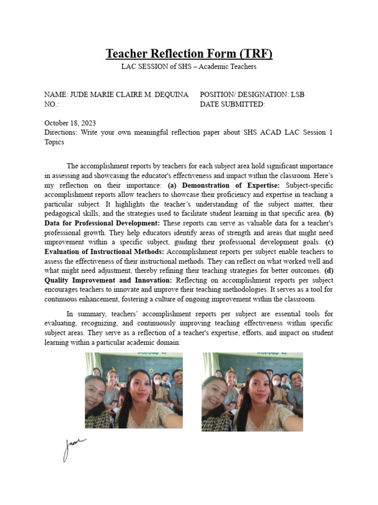 Reflections Meeting | Download Free PDF | Teachers | Expert