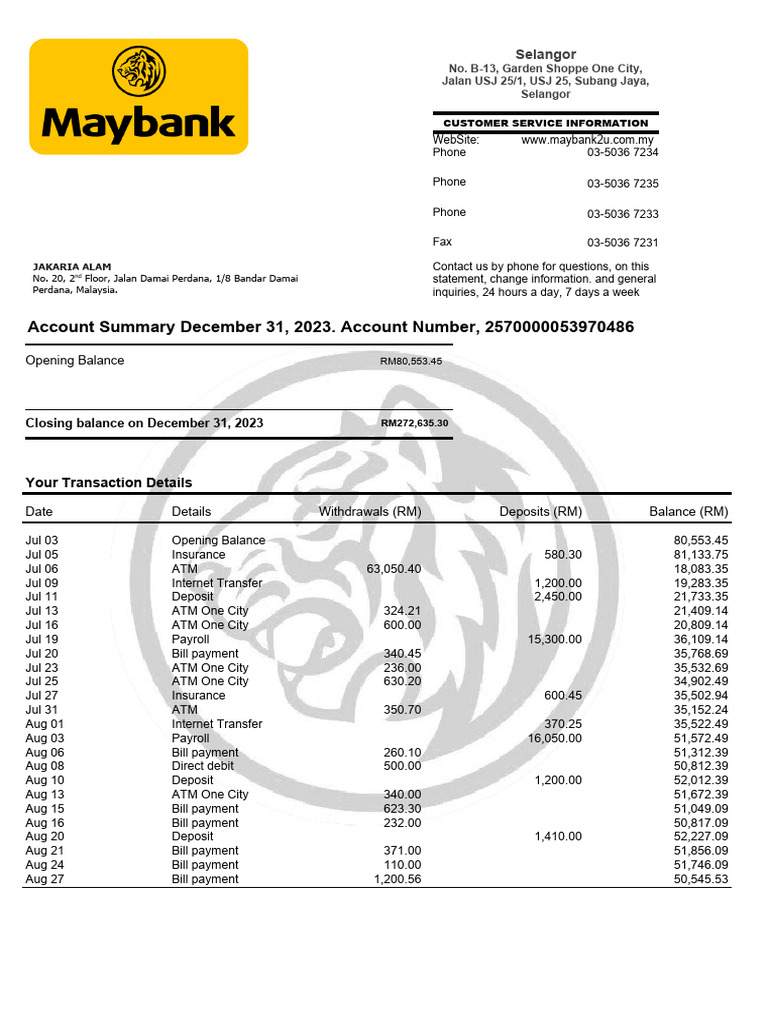 Selangor Account Summary 2023 | PDF | Debit Card | Automated Teller Machine