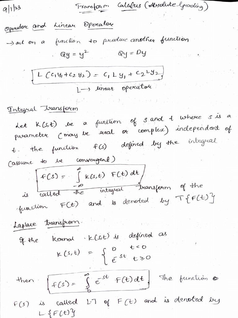 Transform Calclus Notes | PDF