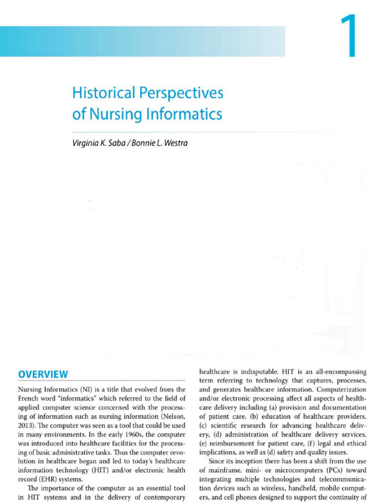 Historical Perspectives in Nursing Informatics | PDF
