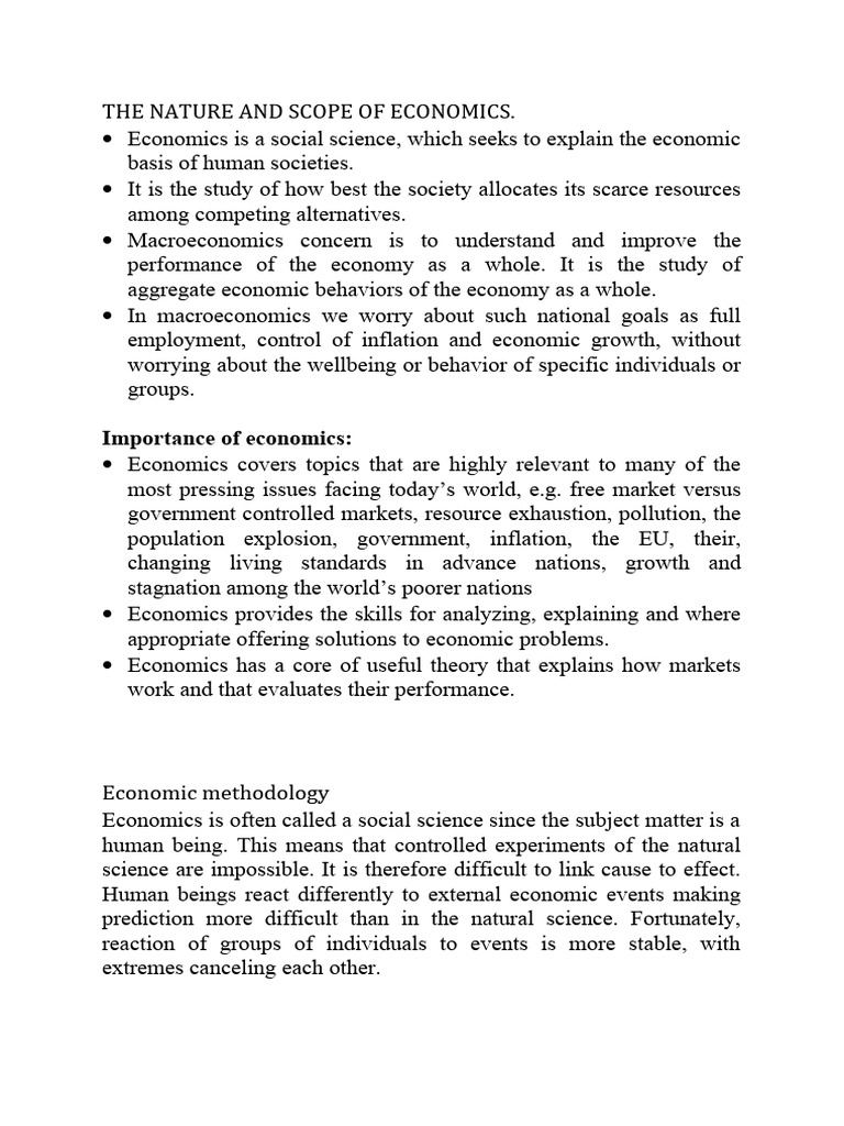 Nature and Scope of Economics Explained | PDF | Economics | Market ...