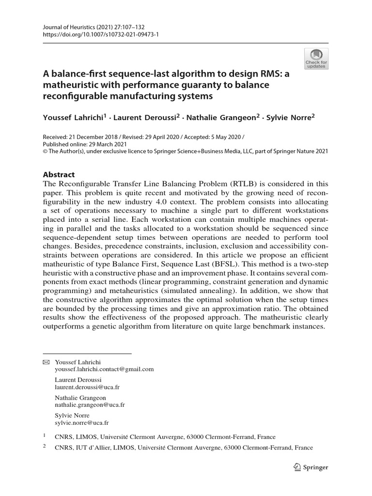 Lahrichi 2021 | PDF | Metaheuristic | Dynamic Programming