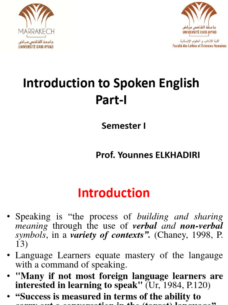 Introduction To Spoken English | PDF | English Language | Speech