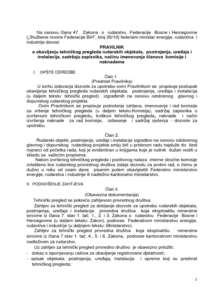 Pravilnik Tehnicki Pregled BOS | PDF