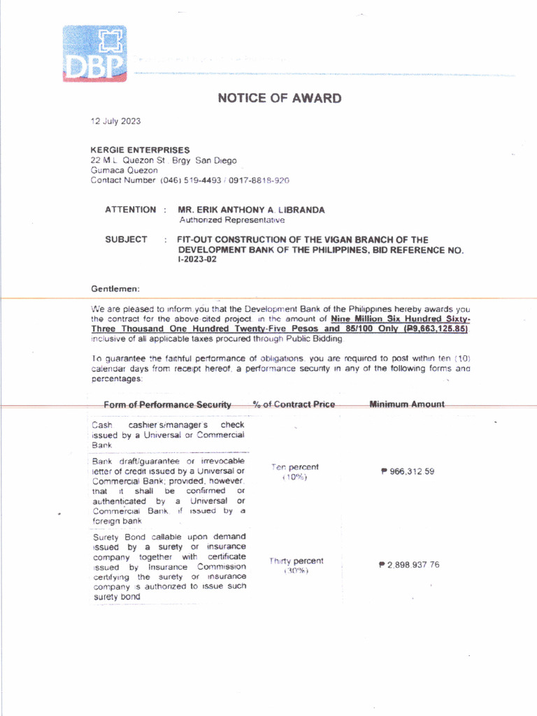 DBP Vigan - NOA | PDF