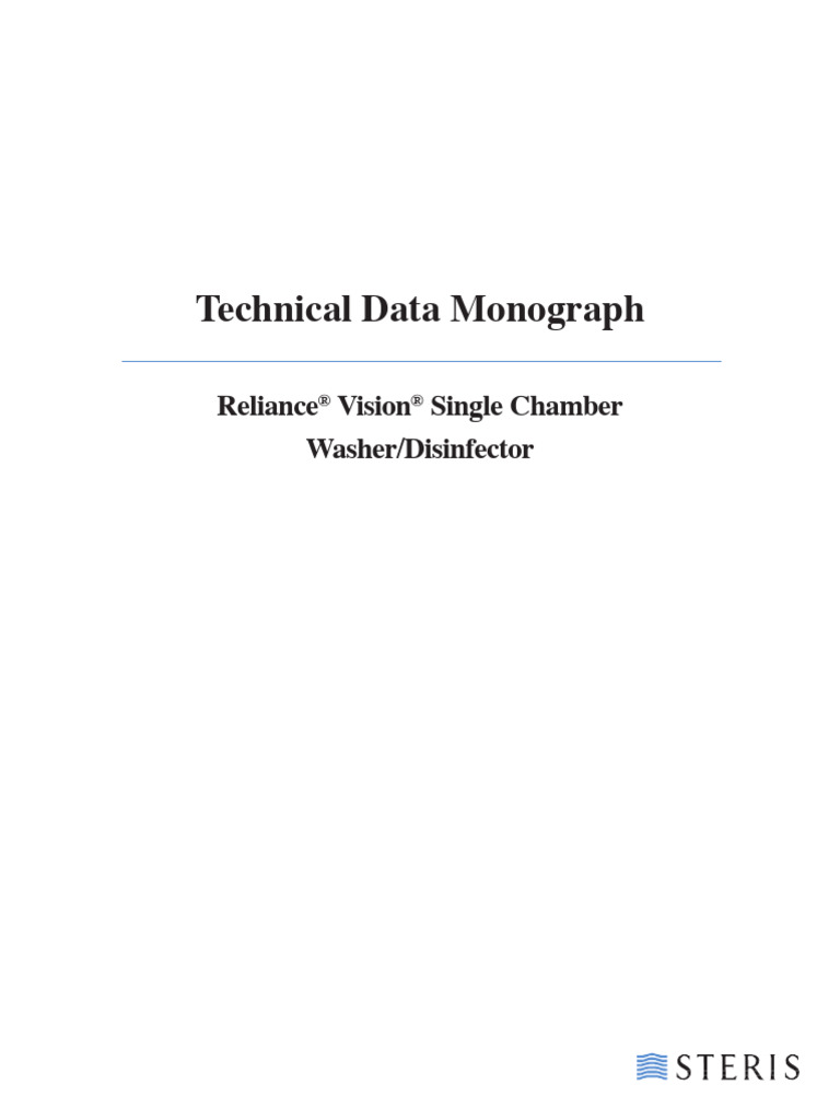 Technical Data Monograph: Reliance Vision Single Chamber Washer ...