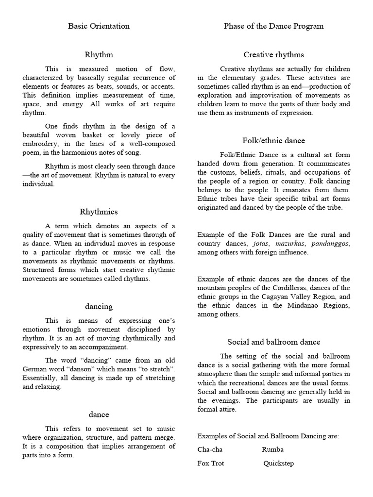 Lecture 2 Basic Orientation | PDF | Dances | Ballroom Dance