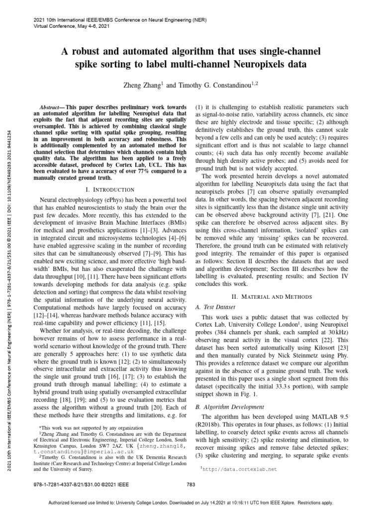 A Robust and Automated Algorithm That Uses Single-Channel Spike Sorting To Label Multi-Channel ...
