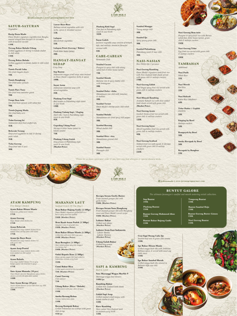 Damud Menu Makanan Minuman Wolter | PDF
