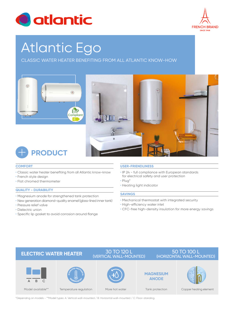 Atlantic Water Heater | PDF | Water Heating | Electricity