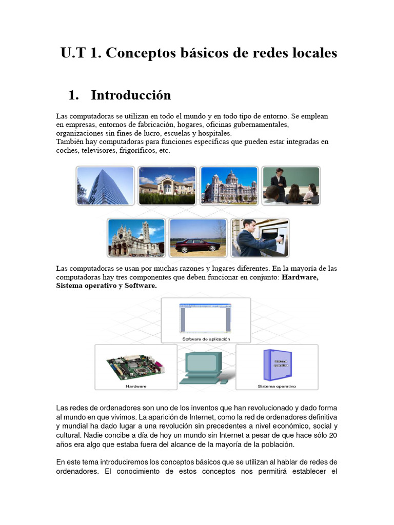 UT1. Conceptos Básicos de Redes Locales | PDF | Red de computadoras ...