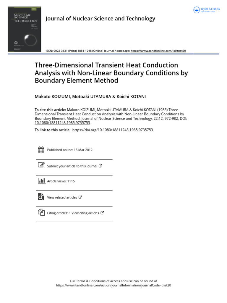Three-Dimensional Transient Heat Conduction Analysis With Non-Linear Boundary Conditions by ...