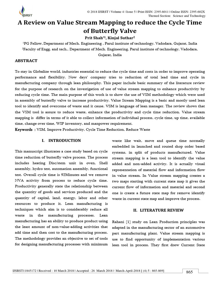 2018 - A Review On VSM To Reduce Cycle Time in Butterfuly Valve ...