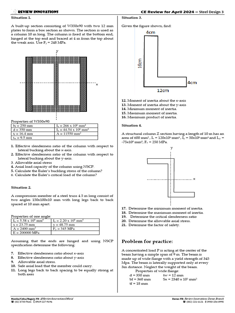 Steel Design 3 April 2024 | PDF | Column | Bending