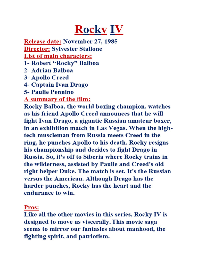 Rocky IV | PDF