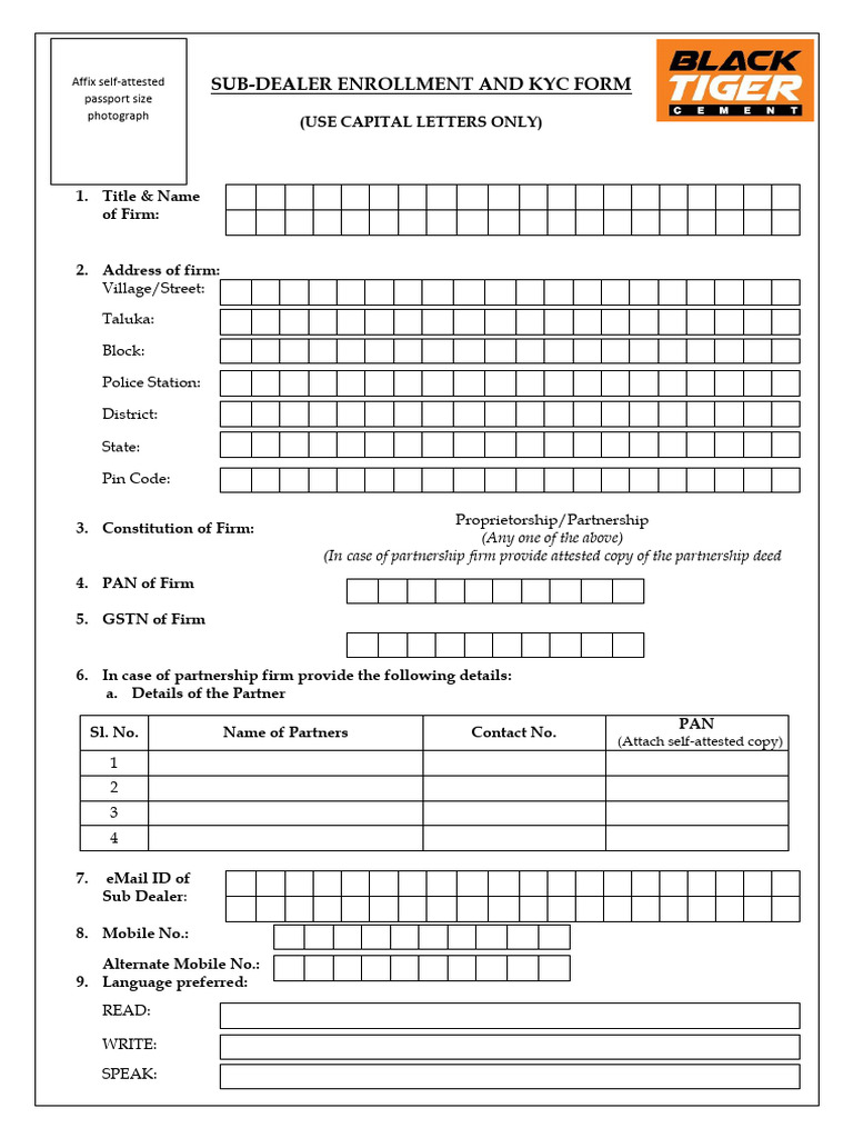 Sub-Dealer KYC Form 2022-23 Version 5.0 | PDF | Cheque | Money