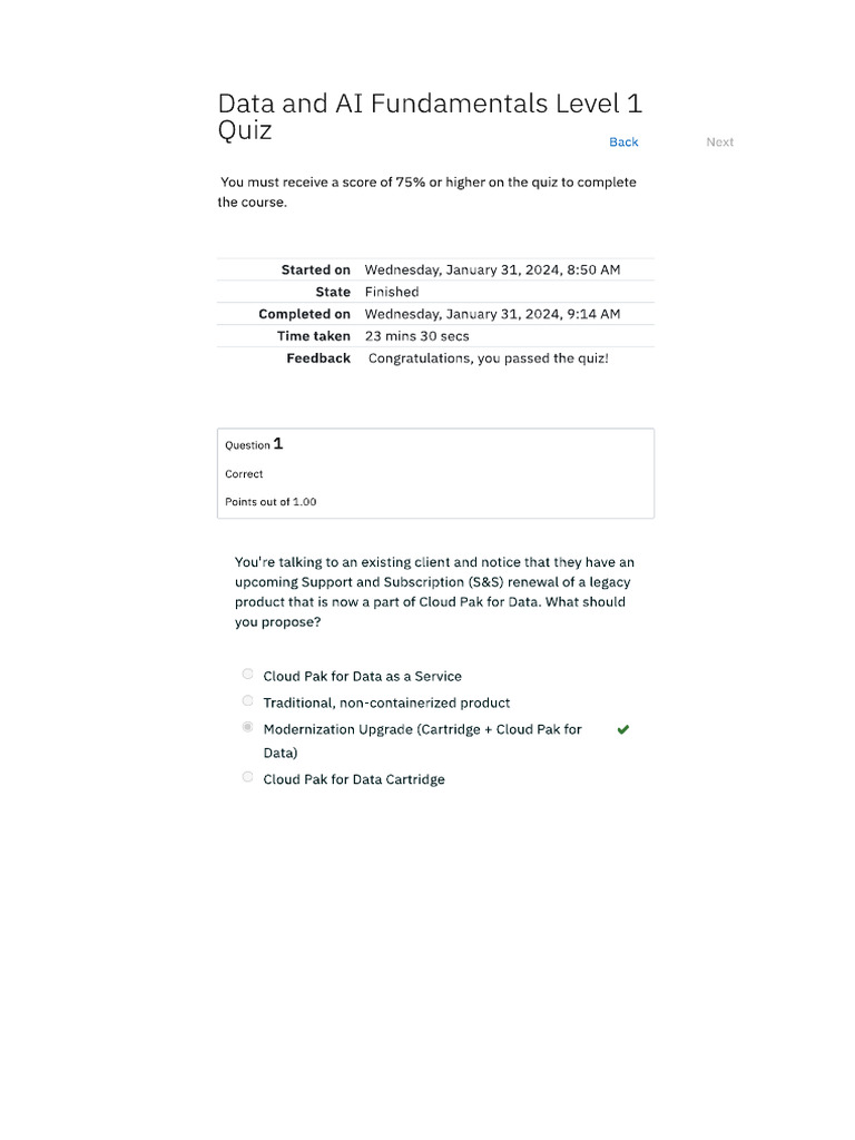 Data and AI Fundamentals Level 1 Quiz - Q23 - 2024 | PDF Data and AI Fundamentals Level 1 Quiz - Q23 - 2024 | PDF