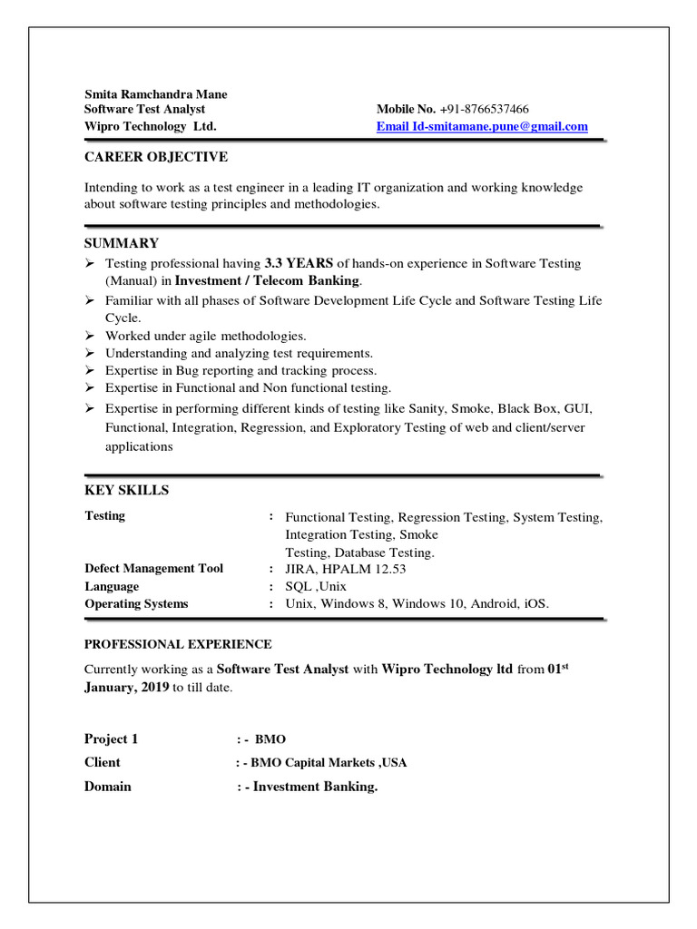 0 CV Smita - Pune | PDF | Software Testing | Systems Engineering