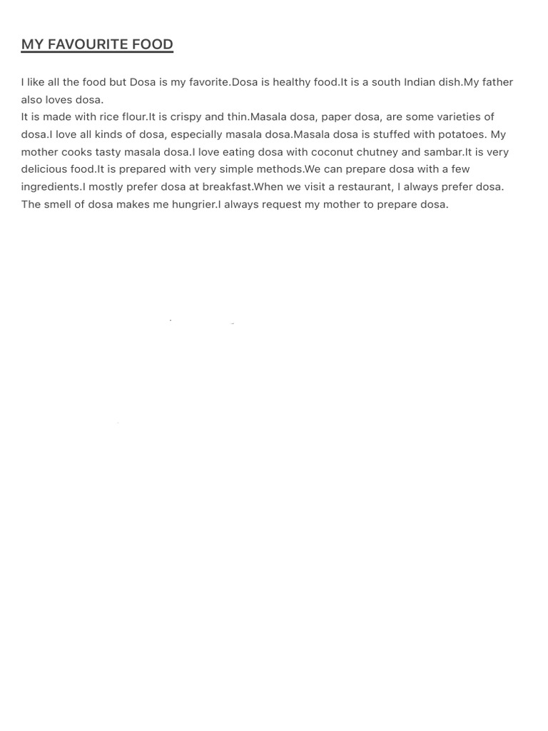 MY FAVOURITE FOOD Essay in 50 Words | PDF