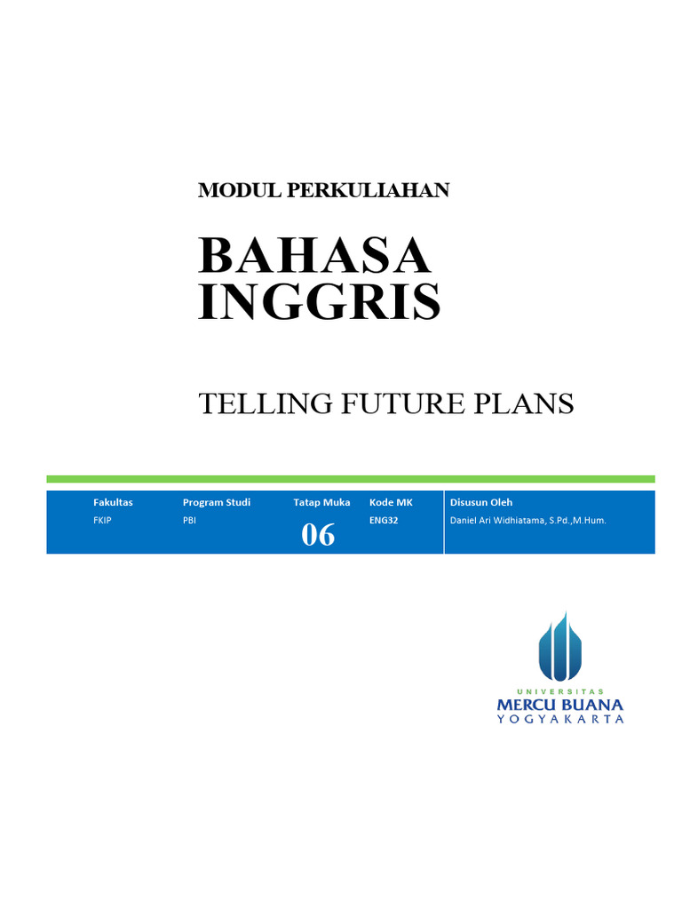 MKDU Bahasa Inggris UNIT 5 - TELLING Future Plans | PDF | Language Mechanics | Grammar
