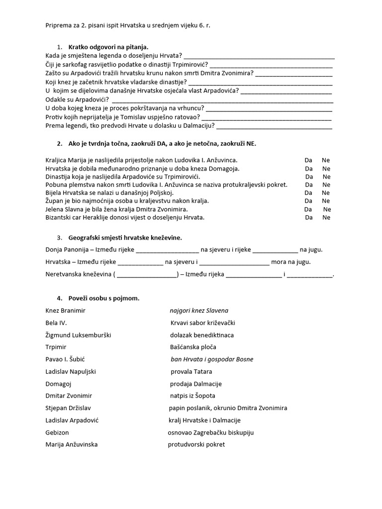 Priprema Za 2. Pisani Ispit 6. R. | PDF