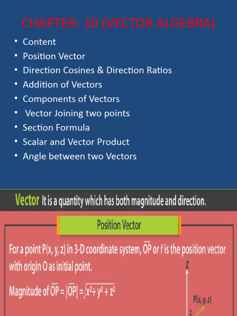 Vector Algebra: Key Concepts & Operations | PDF