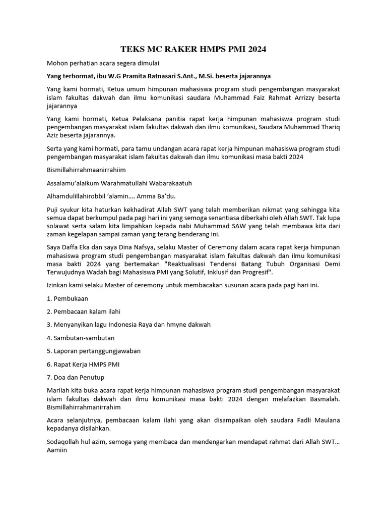 Teks MC Raker Fix | PDF