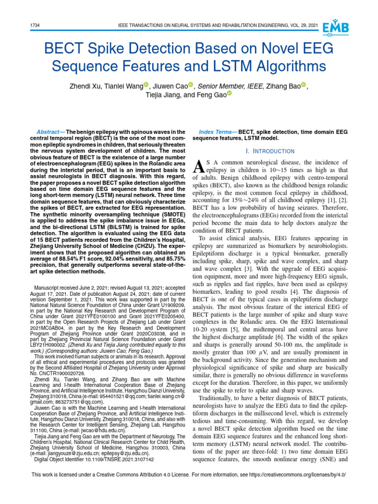 BECT Spike Detection Based On Novel EEG Sequence Features and LSTM Algorithms | PDF ...